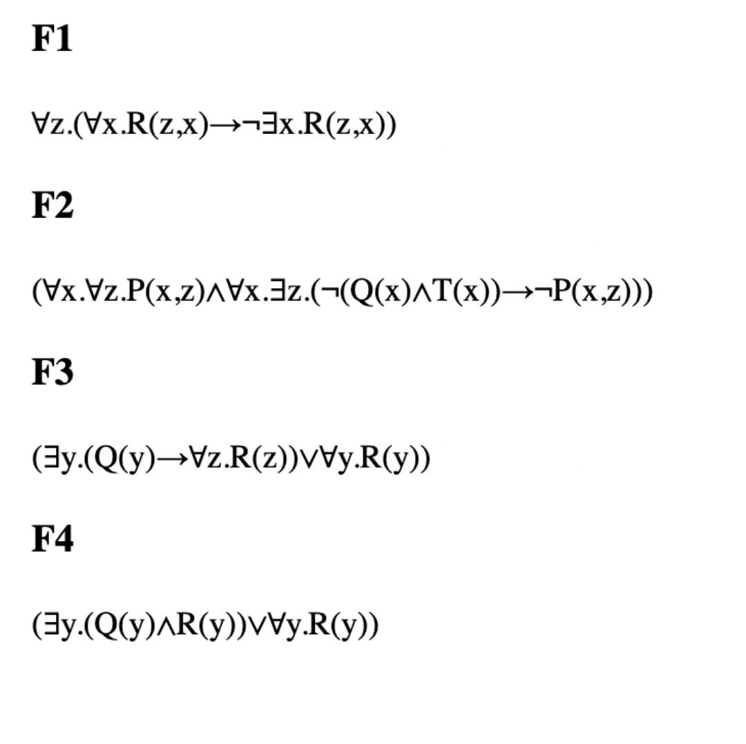 Solved Given formula F2 find: a. A model that evaluates to | Chegg.com