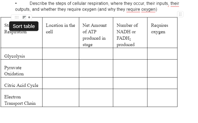 Solved Describe the steps of cellular respiration, where | Chegg.com