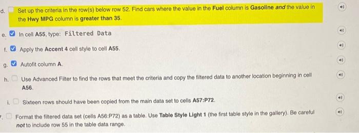  Solved Set Up The Criteria In The Row s Below Row 52