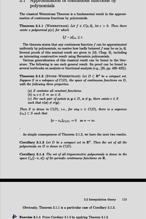 Solved Polynomials The Classical Weierstrass Theorem Is A
