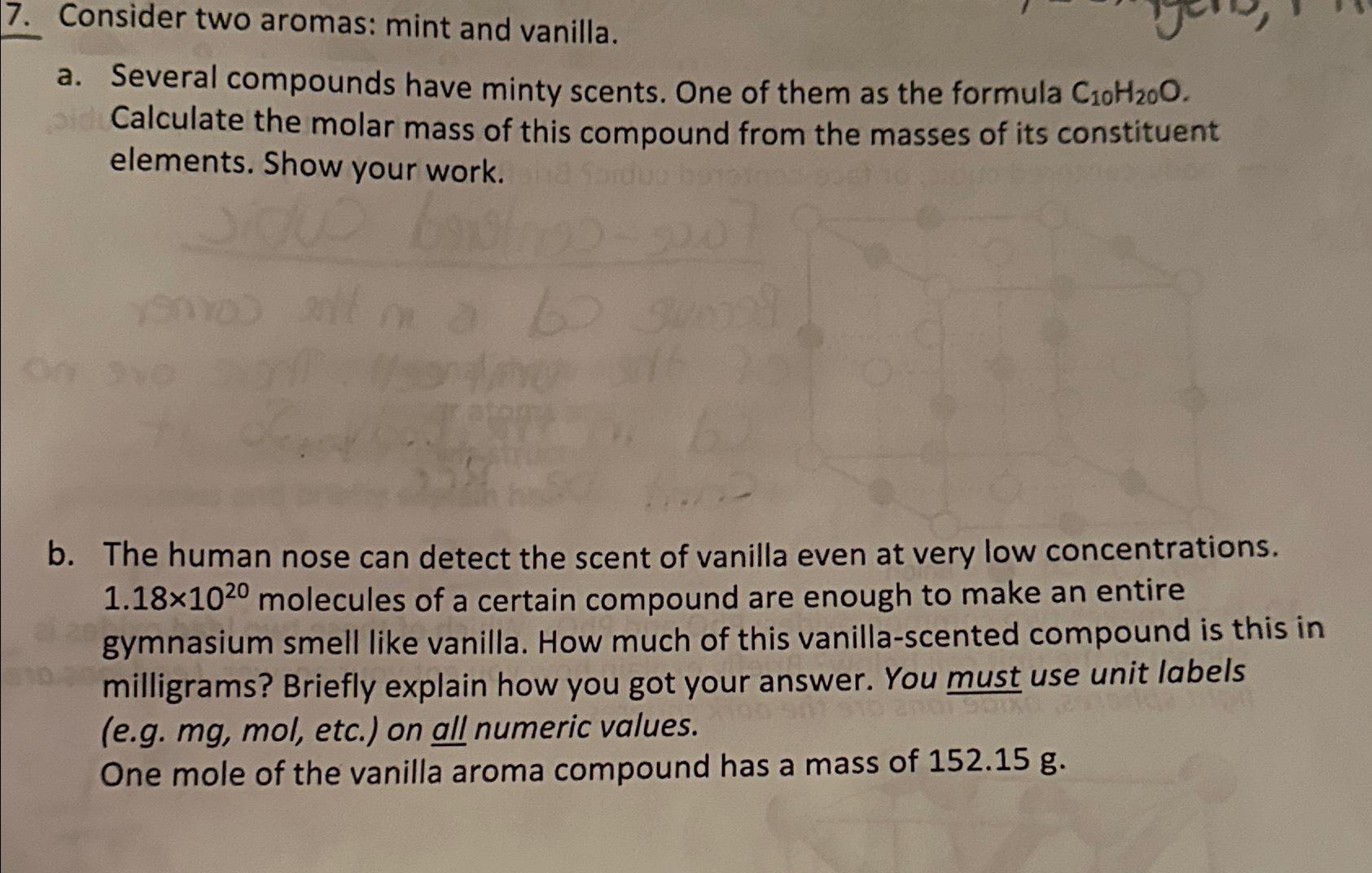 Solved Consider two aromas: mint and vanilla.a. ﻿Several | Chegg.com