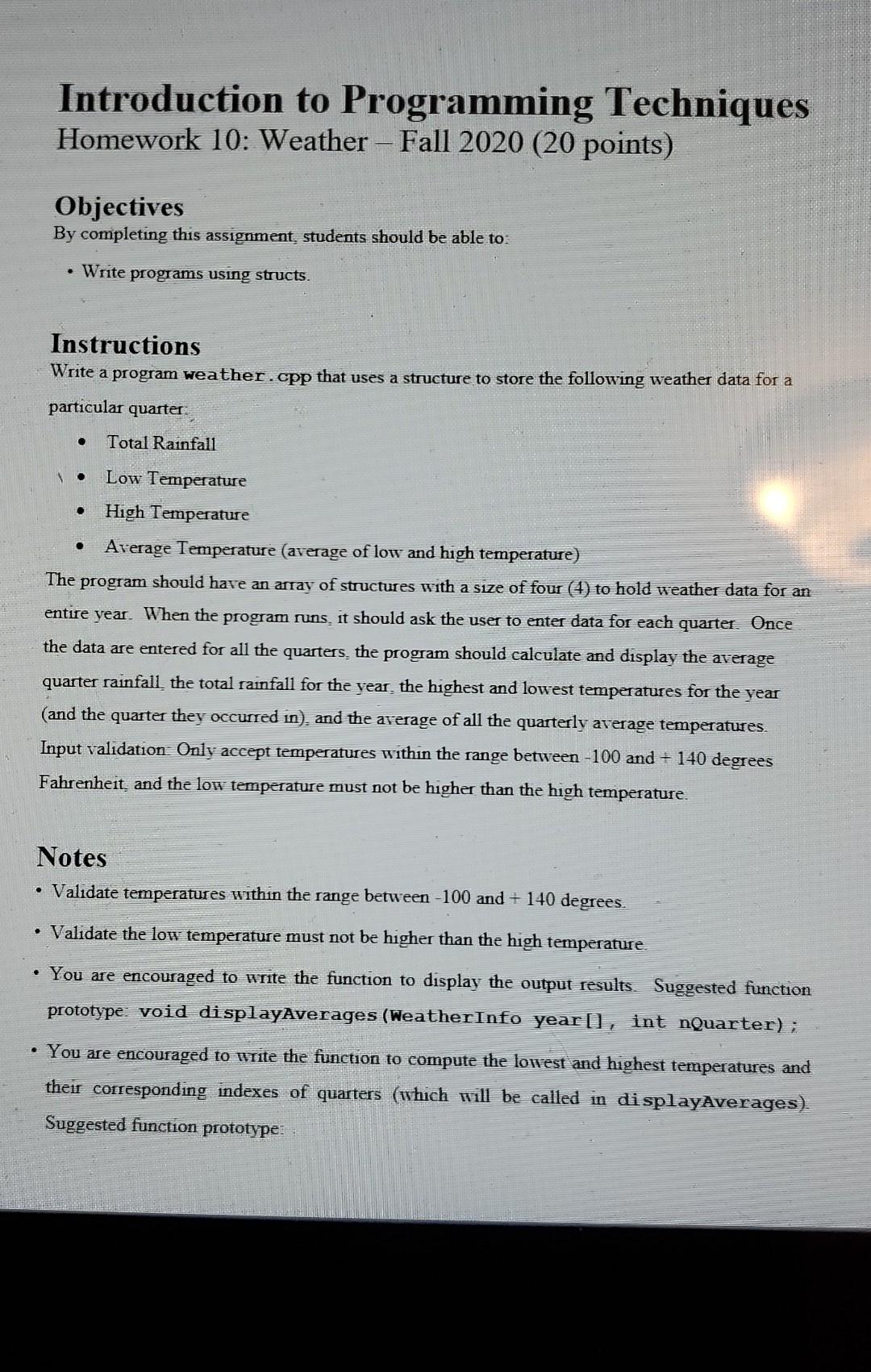 Solved Introduction to Programming Techniques Homework 10: | Chegg.com