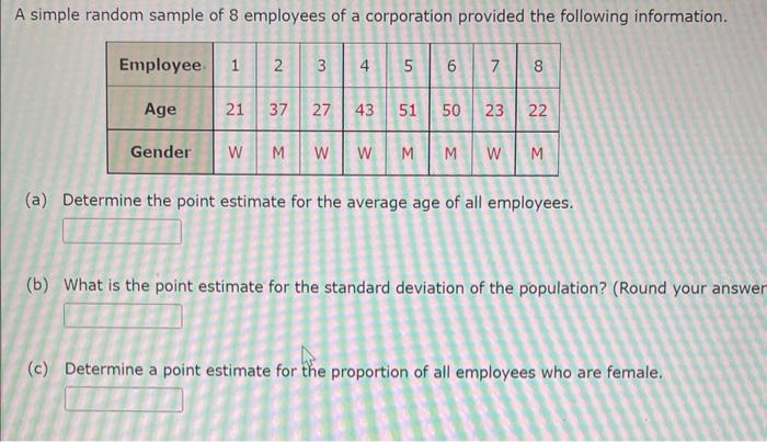 Solved A simple random sample of 8 employees of a | Chegg.com