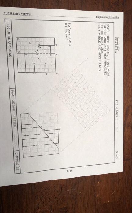 Solved Given Front And Right Side Viewssketch Auxiliary 