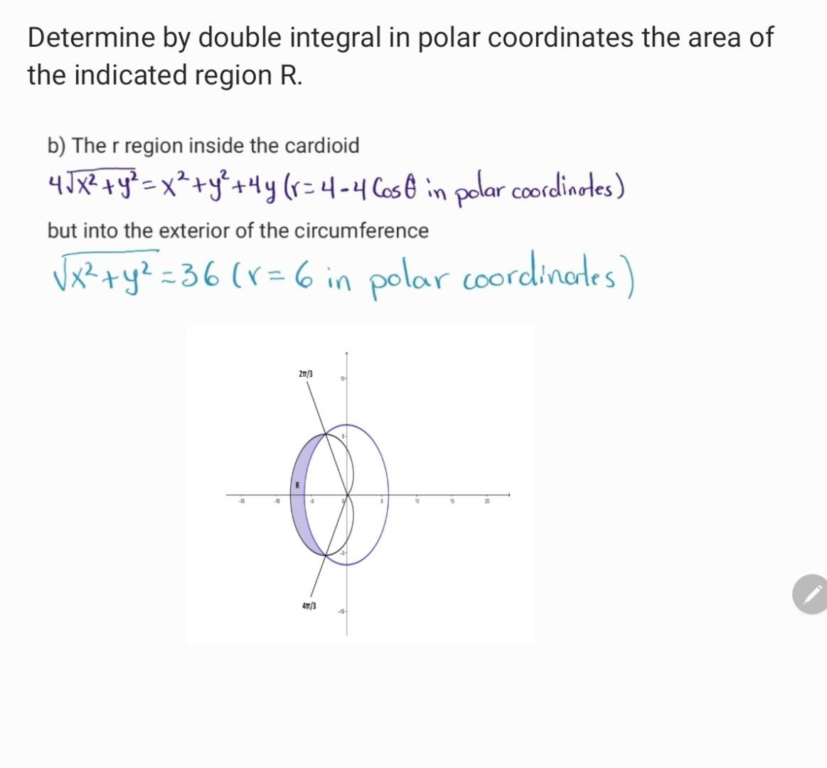 Solved Determine by double integral in polar coordinates the | Chegg.com
