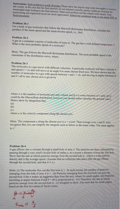 Solved Froblem 2b-1 For a body of gas molecules that follow | Chegg.com Solved Froblem 2b-1 For a body of gas molecules that follow | Chegg.com