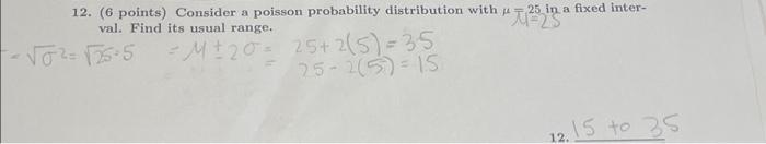 Solved 12. ( 6 points) Consider a poisson probability | Chegg.com