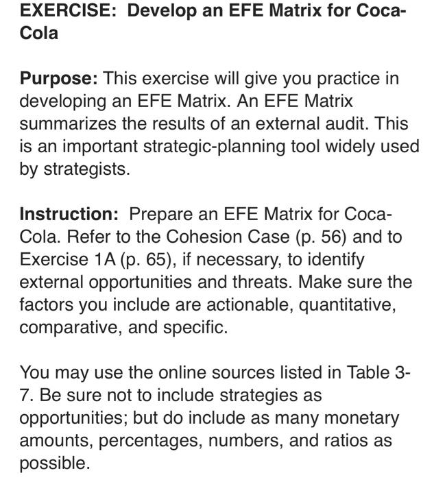 Cola Purpose: This exercise will give you practice in | Chegg.com