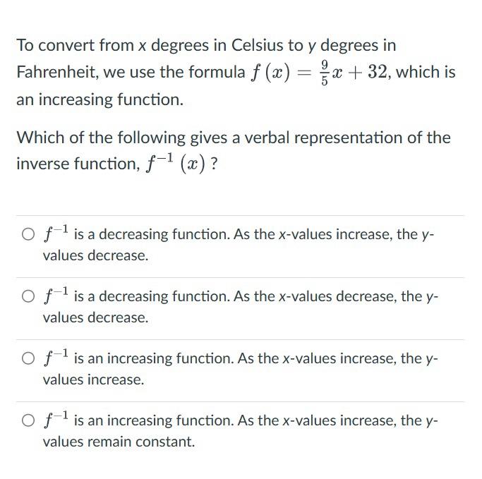 Solved To convert from x degrees in Celsius to y degrees in | Chegg.com