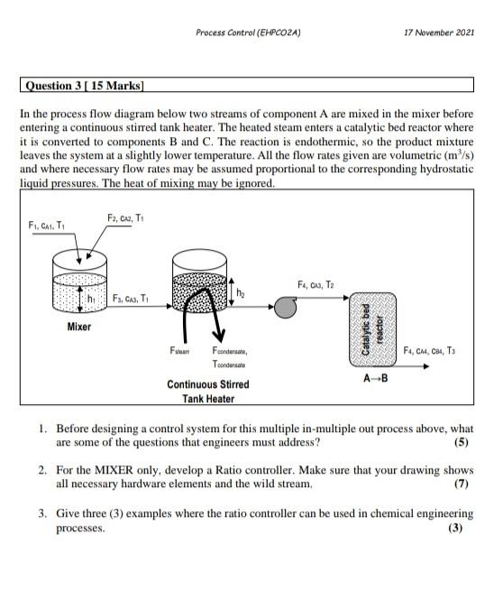 Solved Process Control (EHPCOZA) 17 November 2021 Question 3 | Chegg.com