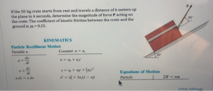 Solved If the 50-kg crate starts from rest and travels a | Chegg.com