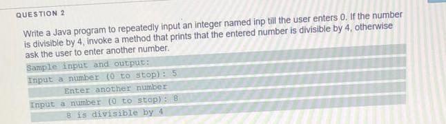 Solved QUESTION 2 Write a Java program to repeatedly input | Chegg.com