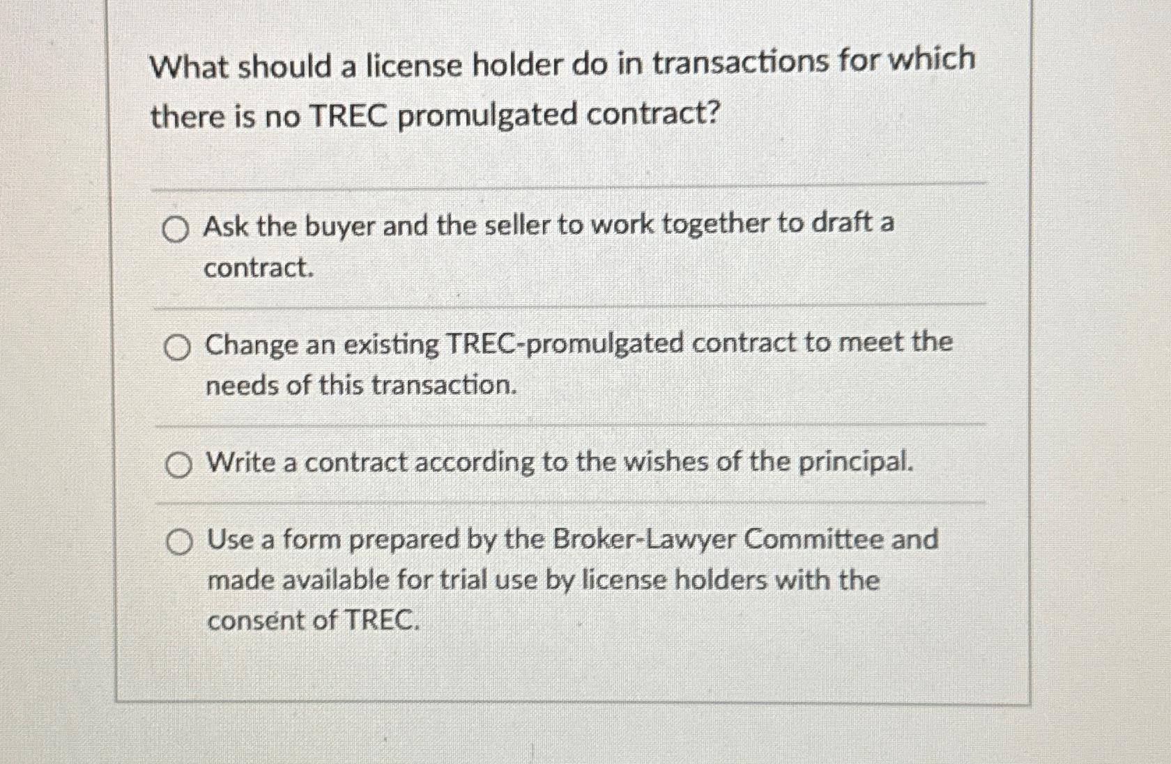 Solved What should a license holder do in transactions for | Chegg.com