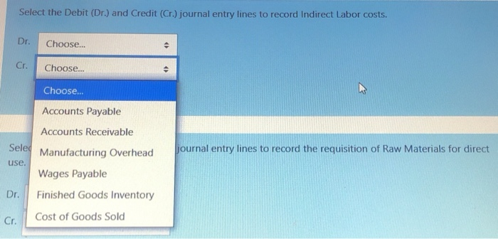 Solved Select the Debit (Dr.) and Credit (Cr.)journal entry | Chegg.com