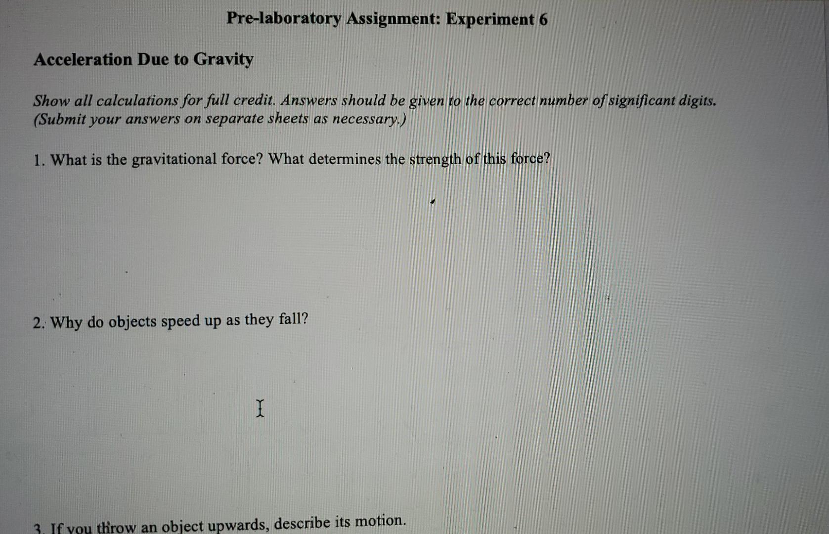 Solved Pre-laboratory Assignment: Experiment 6 Acceleration | Chegg.com