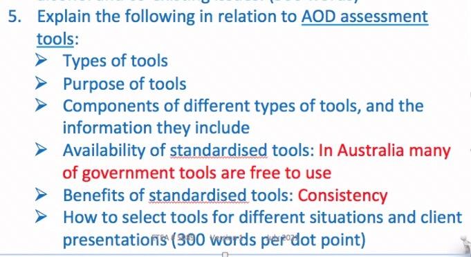 Solved Explain the following in relation to AOD assessment | Chegg.com