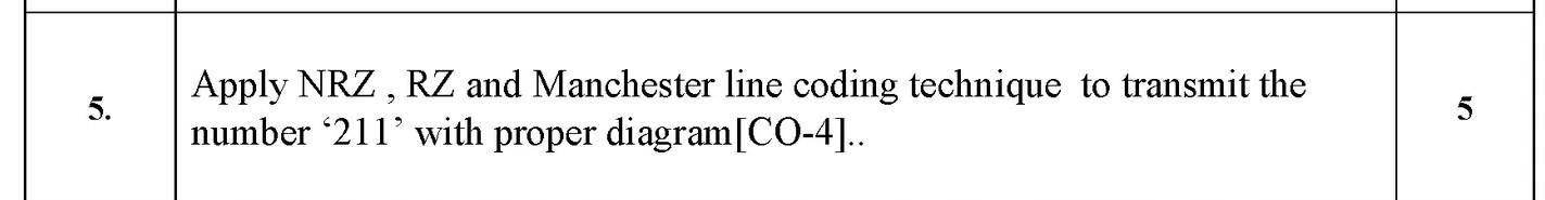 Solved 5. Apply NRZ, RZ and Manchester line coding technique | Chegg.com