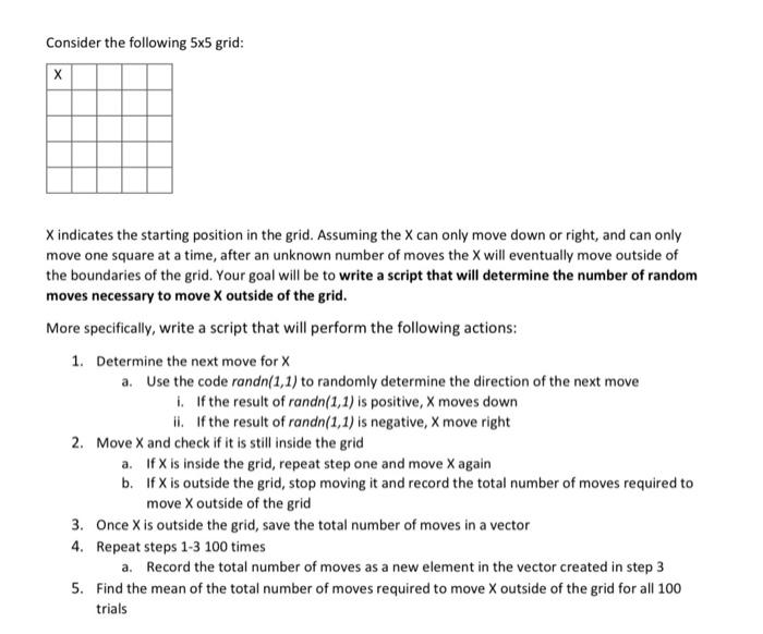 Solved Consider the following 5x5 grid: x Xindicates the | Chegg.com