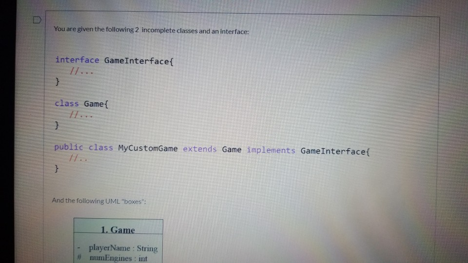 Solved You are given the following 2 incomplete classes and | Chegg.com