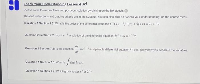 Solved Check Your Understanding Lesson 4 Please solve these | Chegg.com