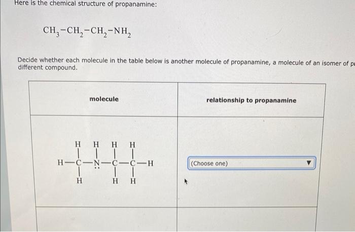 Solved Here is the chemical structure of propanamine: | Chegg.com
