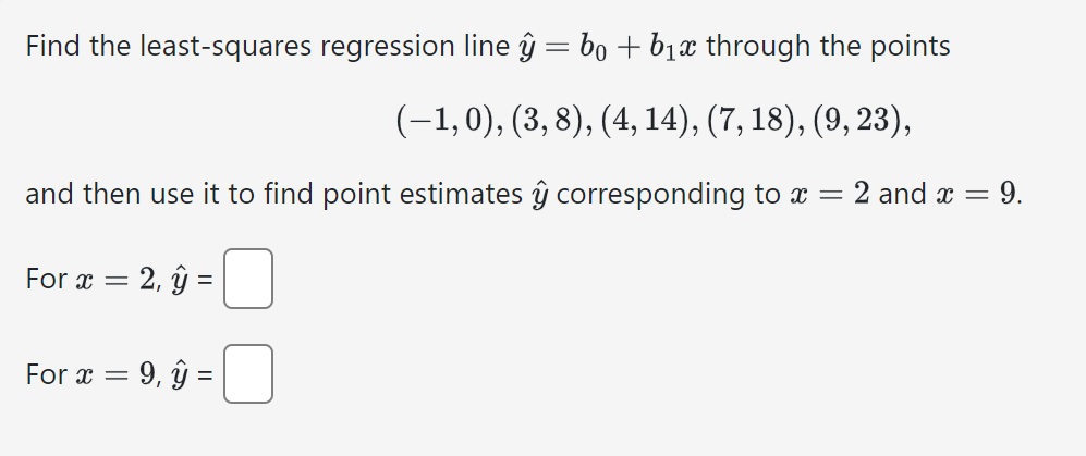 Solved Find the least-squares regression line hat(y)=b0+b1x | Chegg.com