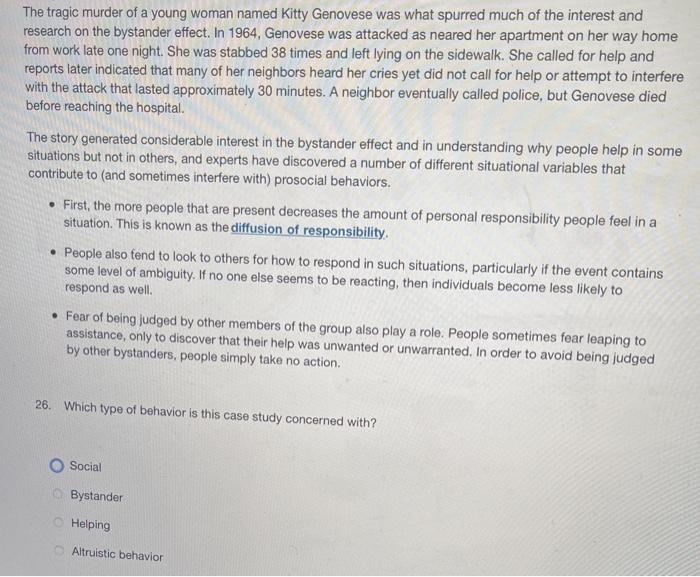 Solved The tragic murder of a young woman named Kitty | Chegg.com