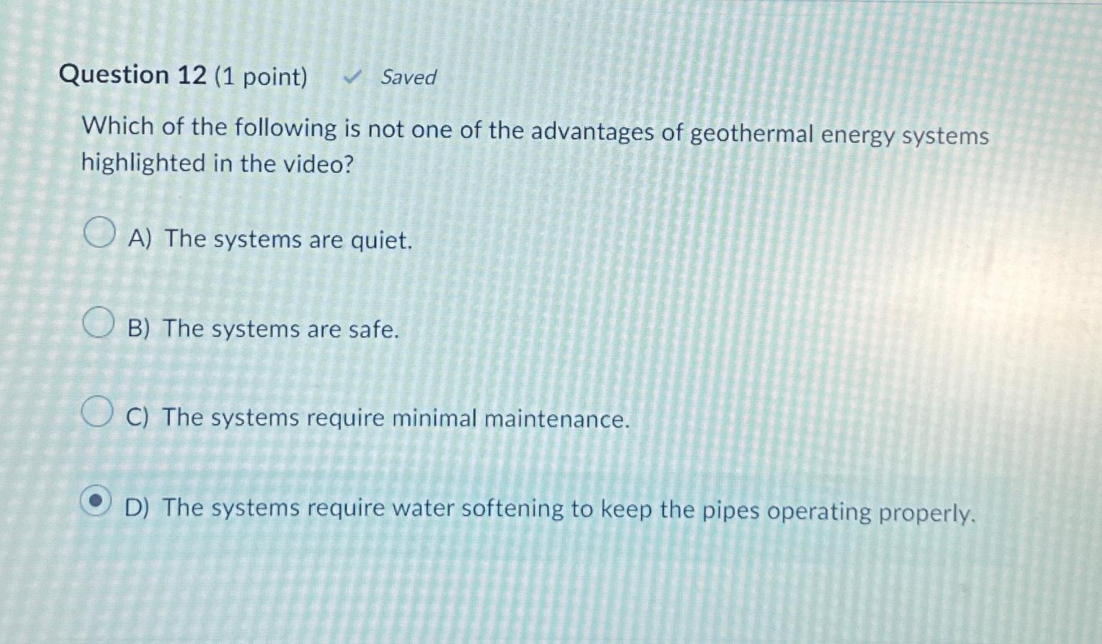 Solved Question 12 (1 ﻿point) ﻿SavedWhich of the following | Chegg.com