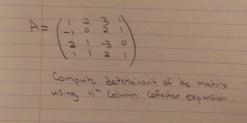 Solved Compute using 4th determinant of the matrix Column | Chegg.com