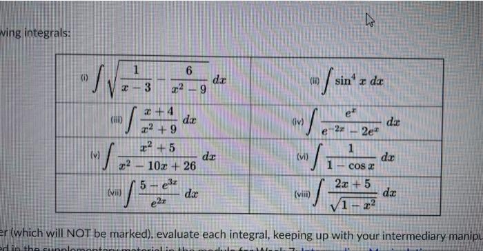 Solved ving integrals: Ir (which will NOT be marked), | Chegg.com