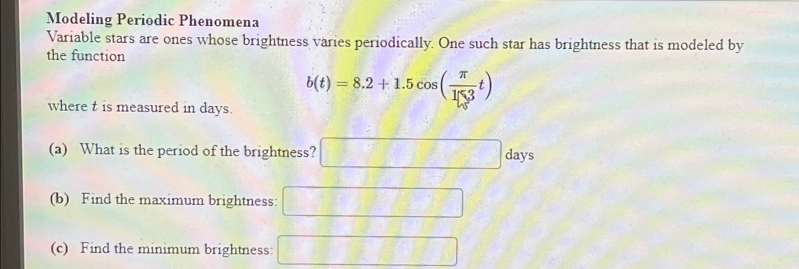 Solved Modeling Periodic PhenomenaVariable stars are ones | Chegg.com