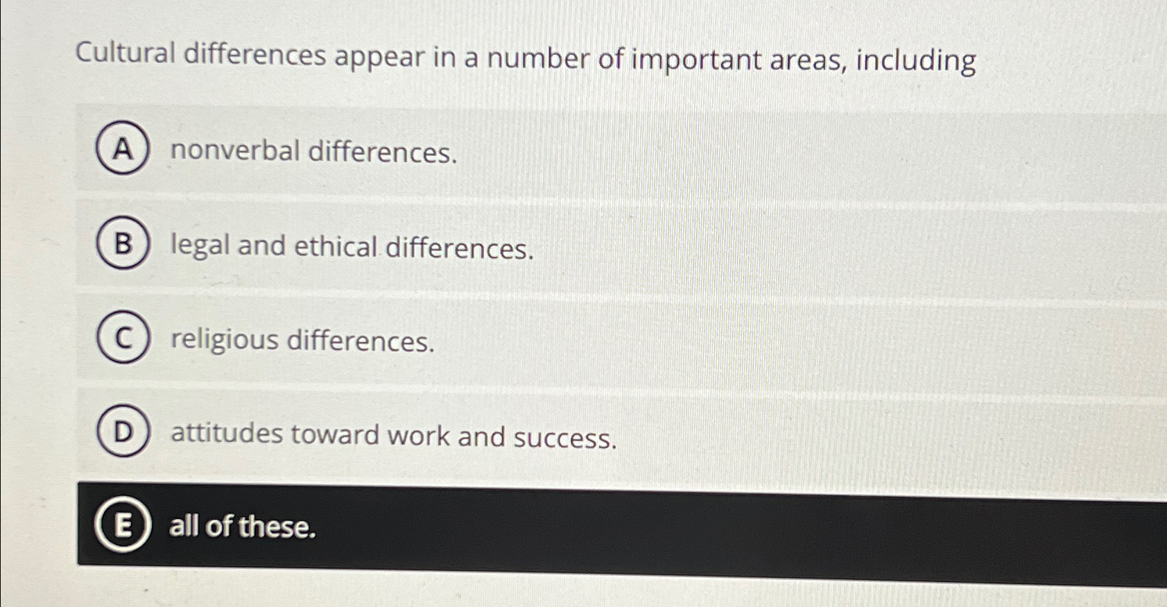 Solved Cultural differences appear in a number of important | Chegg.com