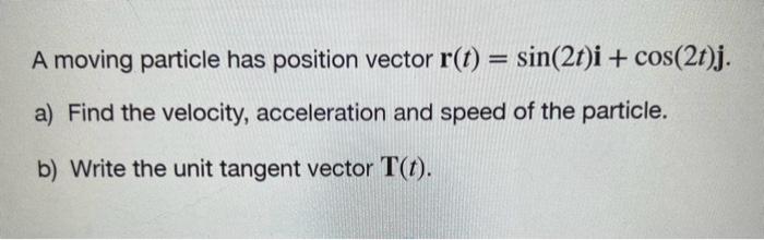 Solved A moving particle has position vector | Chegg.com