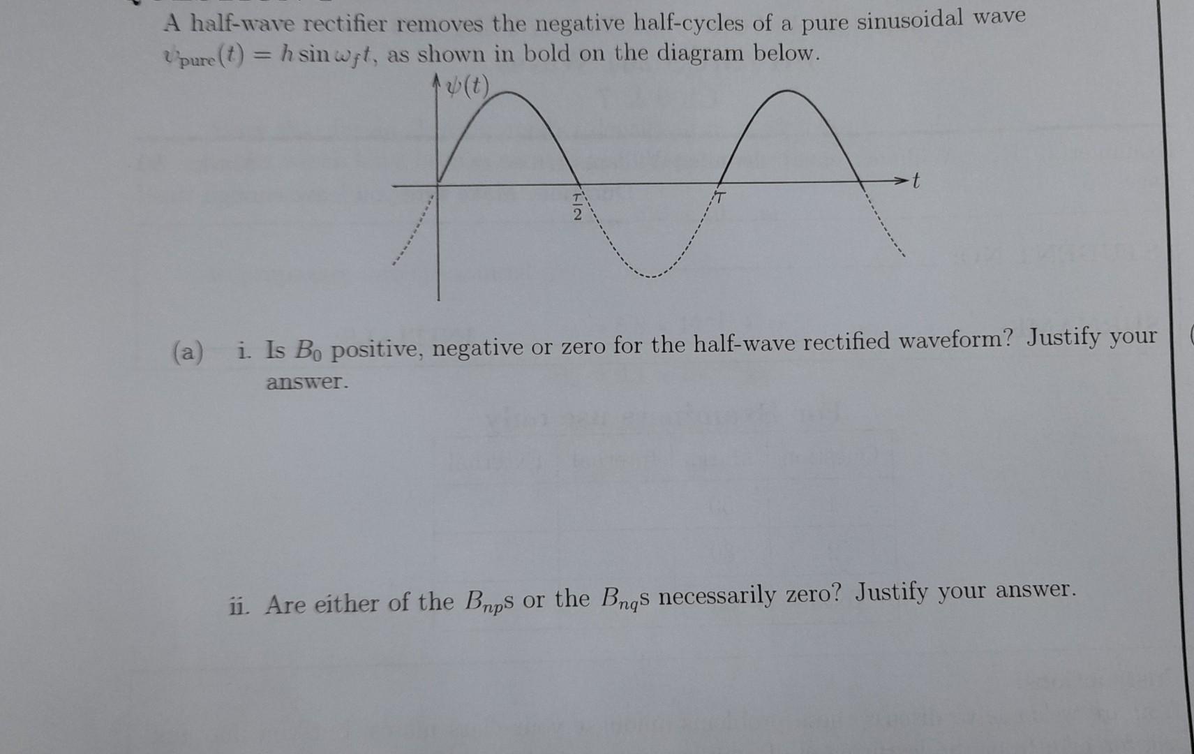 Solved A half-wave rectifier removes the negative | Chegg.com