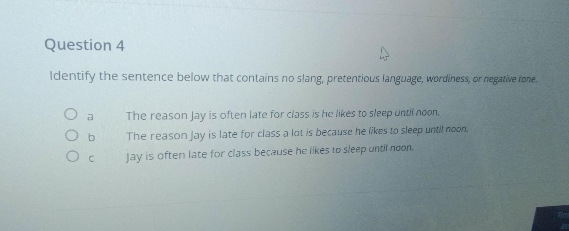 Question 4 Identify the sentence below that contains | Chegg.com