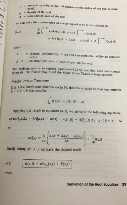 Solved D). Modify the derivation of the heat equation from | Chegg.com