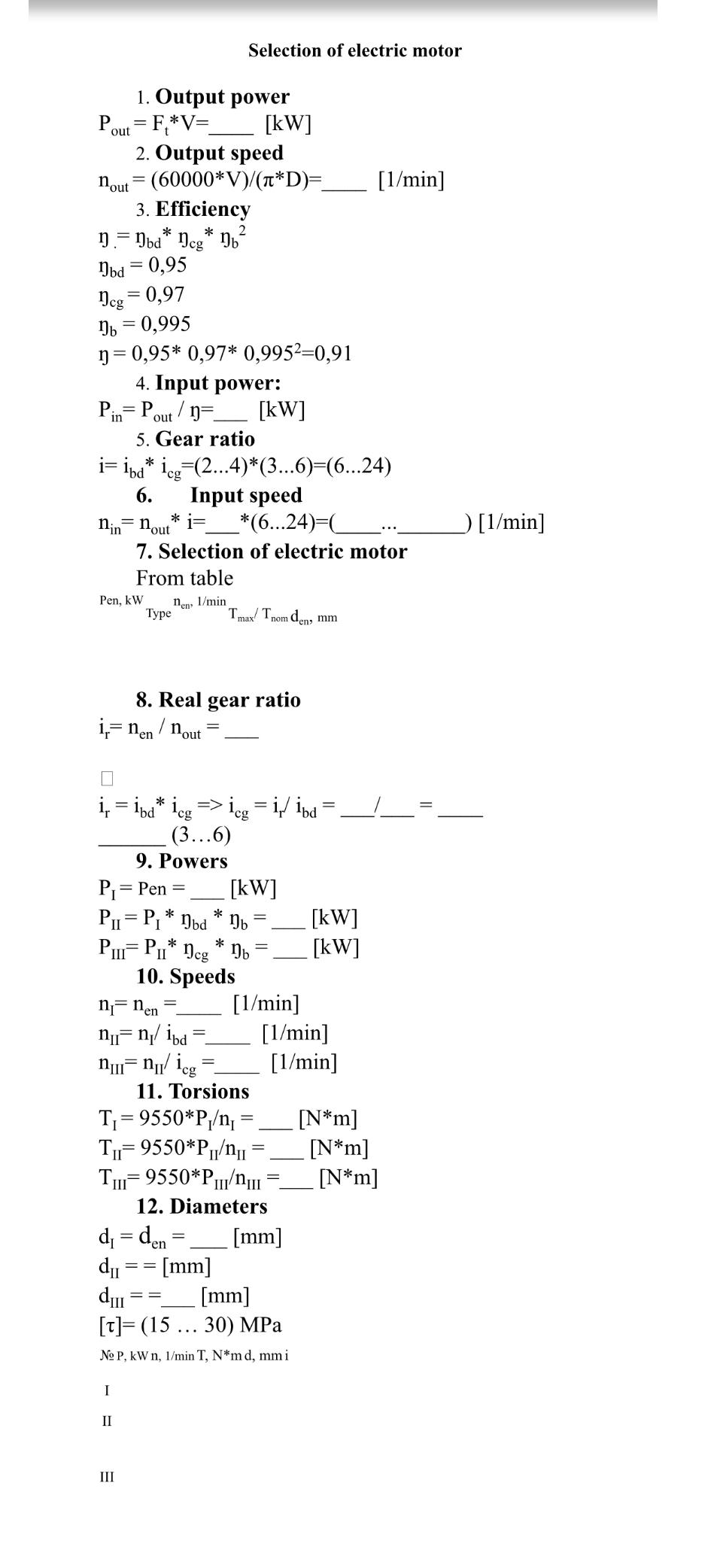Solved Selection of electric motorOutput | Chegg.com