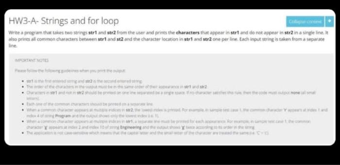 Solved HW3-A-Strings and for loop Write a prograrn thut | Chegg.com