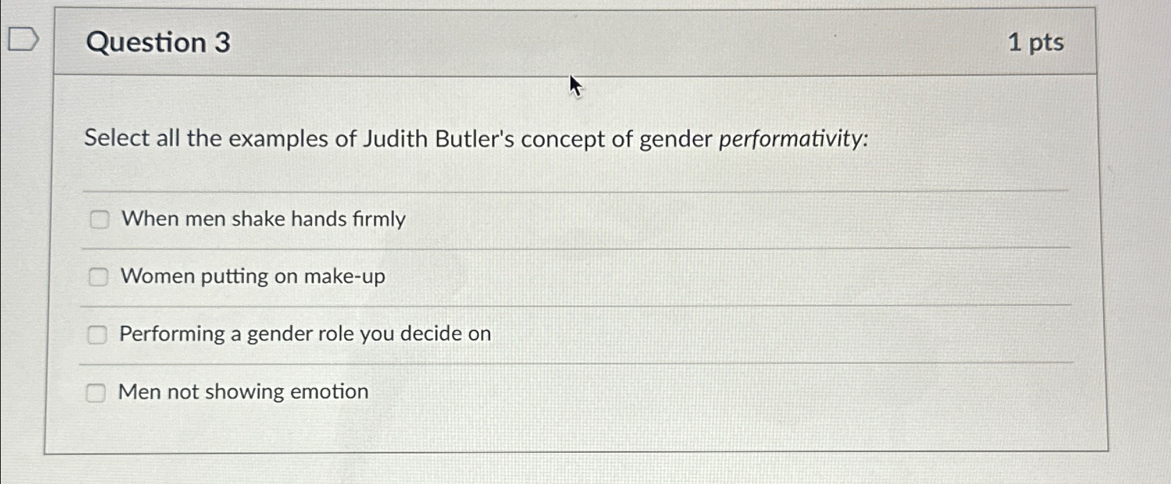 Solved Question 31ptsSelect all the examples of Judith | Chegg.com
