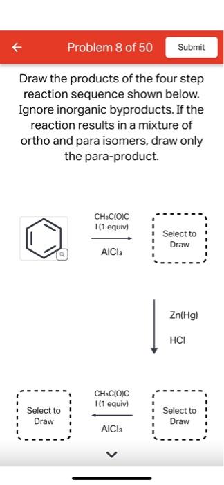 Solved Draw the products of the four step reaction sequence | Chegg.com