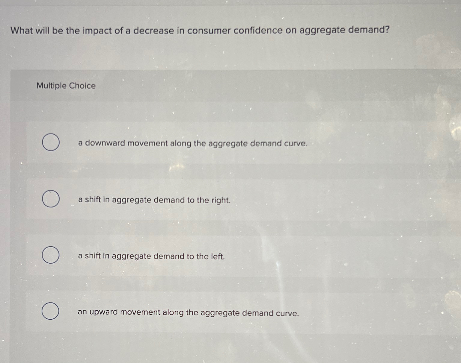 Solved What will be the impact of a decrease in consumer | Chegg.com