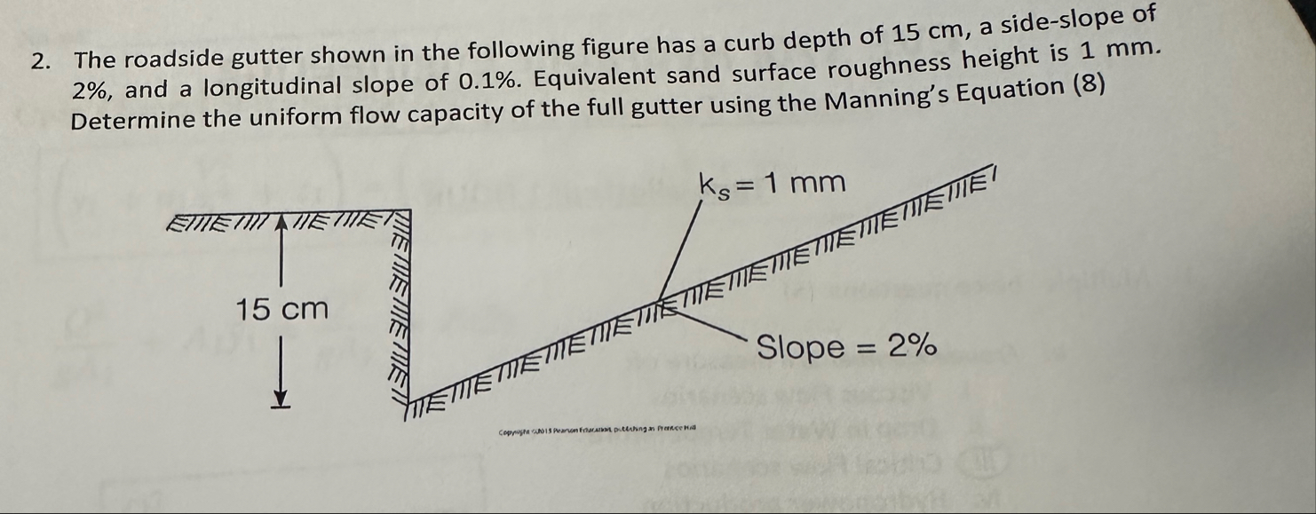 Solved The roadside gutter shown in the following figure has | Chegg.com