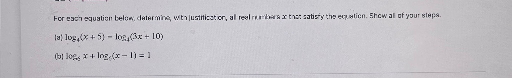 Solved For each equation below, determine, with | Chegg.com