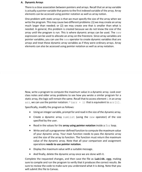 Solved A. Dynamic Arrays There is a close association | Chegg.com