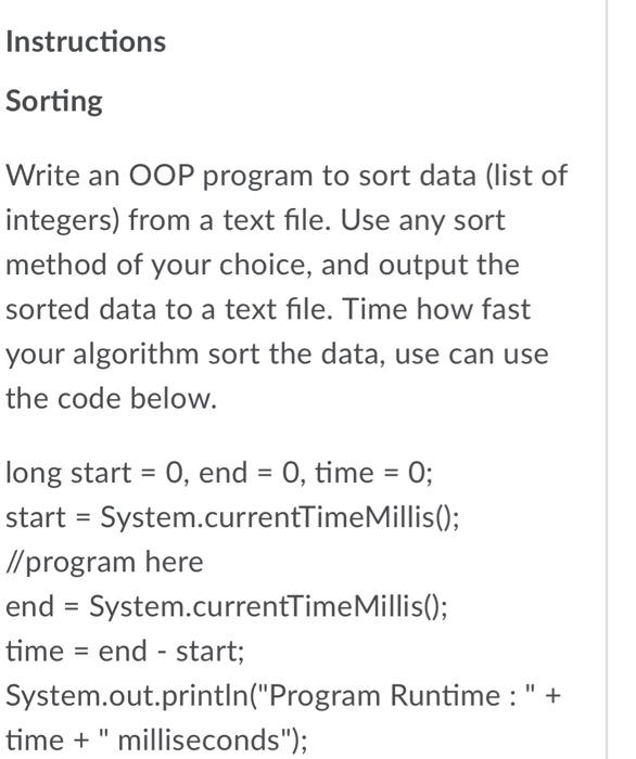 Solved Instructions Sorting Write An Oop Program To Sort 2282
