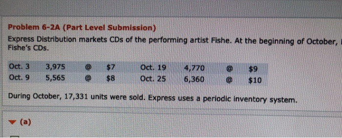 Solved Problem 6-2A (Part Level Submission) Express | Chegg.com