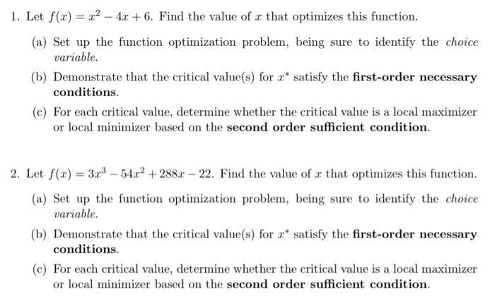Solved 1 Let F X X2−4x 6 Find The Value Of X That
