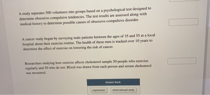 Solved Classify each description as either an observational | Chegg.com