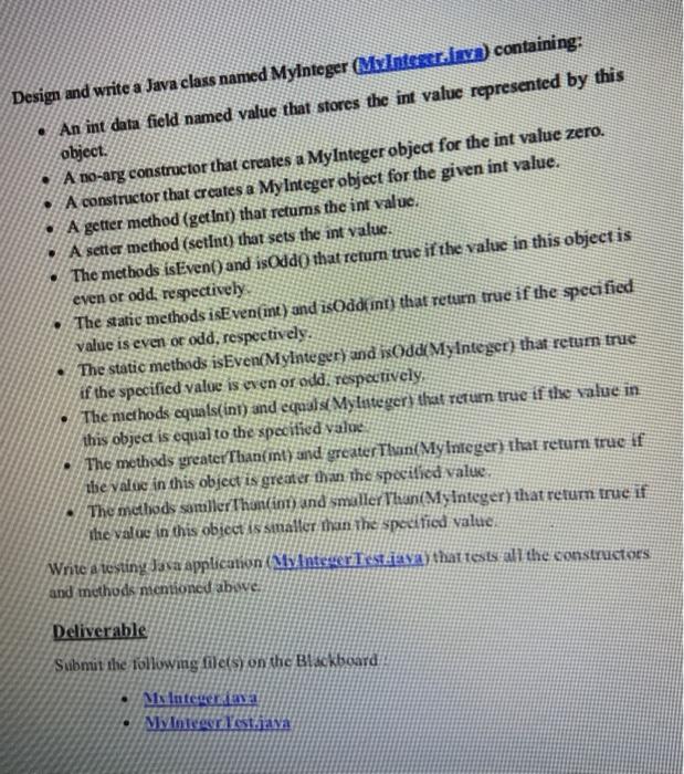 Solved Design and write a Java class named Myinteger | Chegg.com