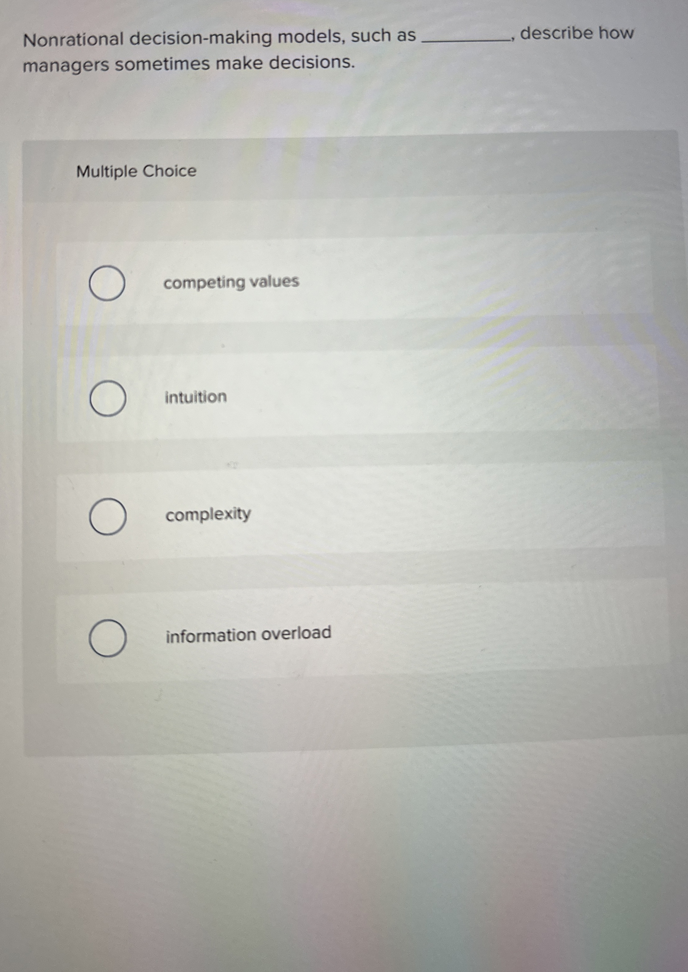 Solved Nonrational decision-making models, such as q, | Chegg.com